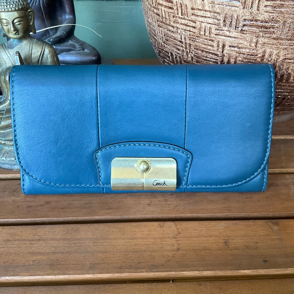Coach | Bags | Coach Leather Wallet Teal | Poshmark